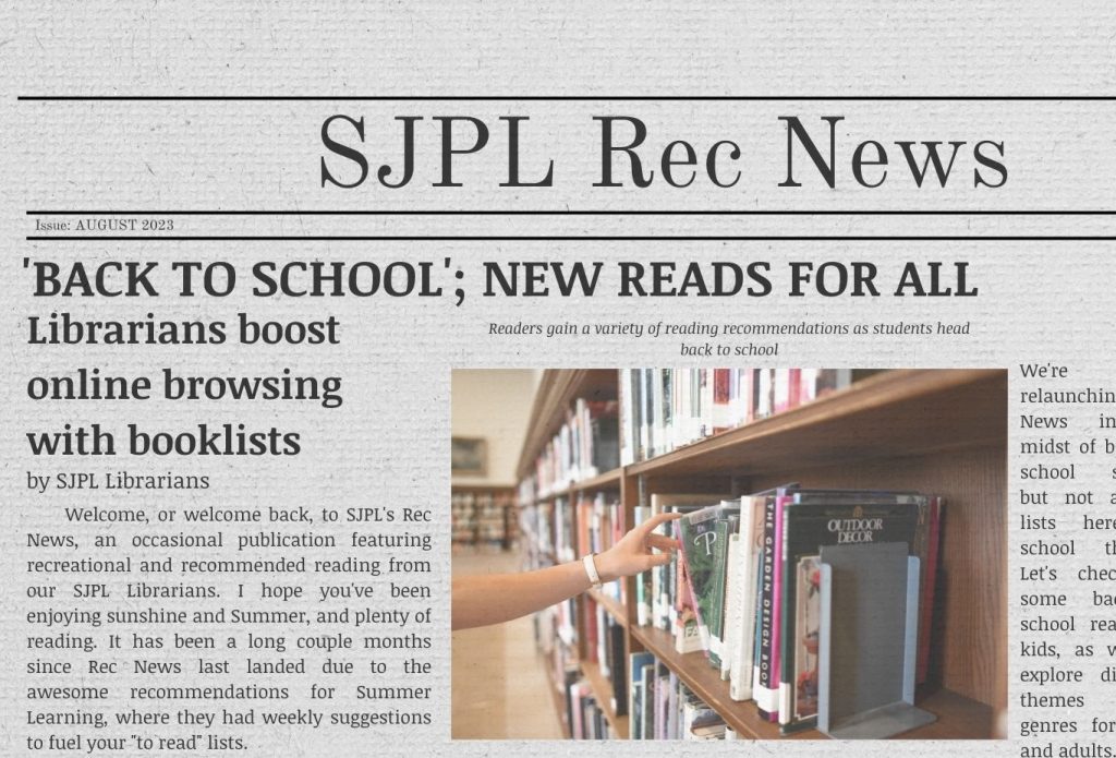 SJPL Picks Recommendation News: August 2023 | San Jose Public Library